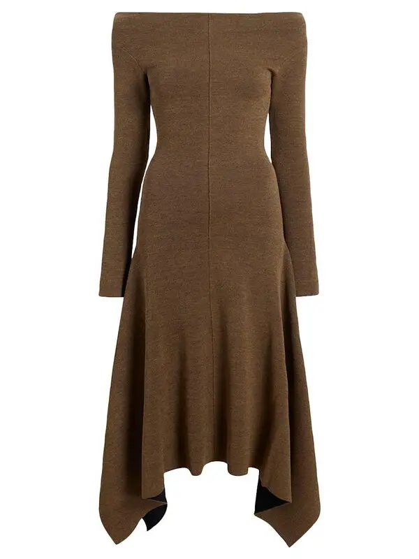 Proenza Schouler Romi Long-sleeve Textured Viscose Dress - Sepia