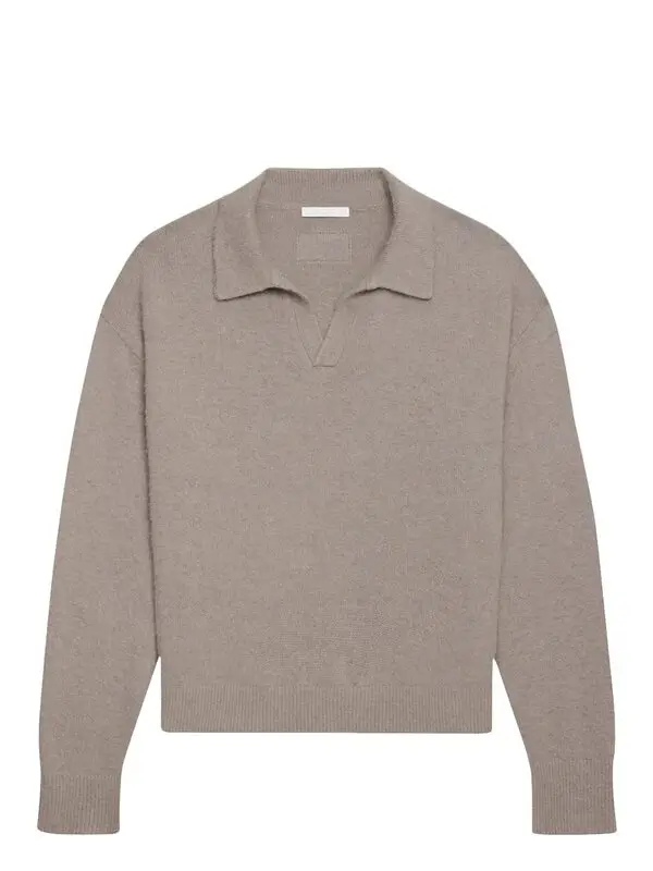Helmut Lang Relaxed-fit Brushed Wool And Cashmere Johnny Collar Polo Sweater - Fog