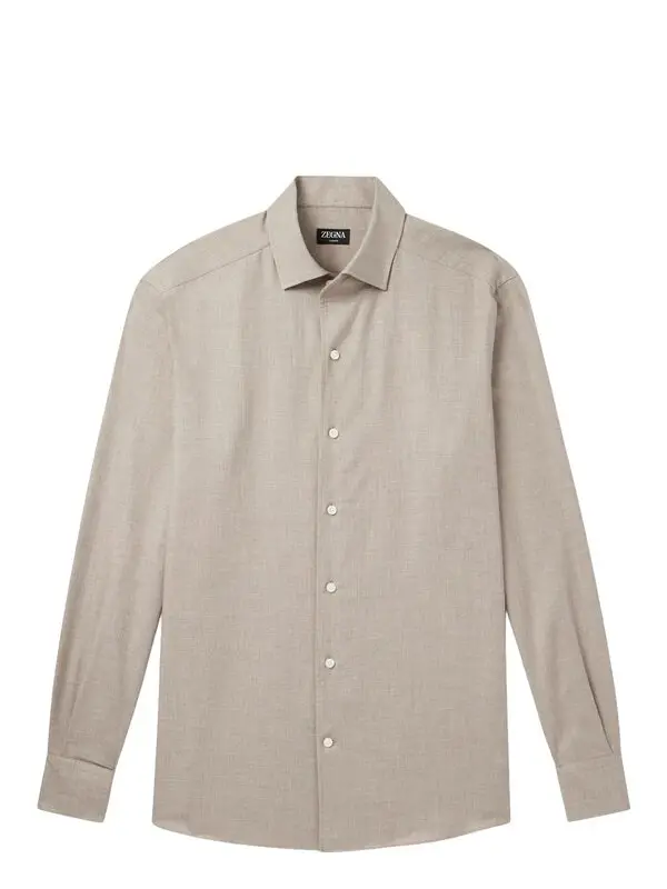 Zegna Cotton And Cashmere-blend Shirt - Brown