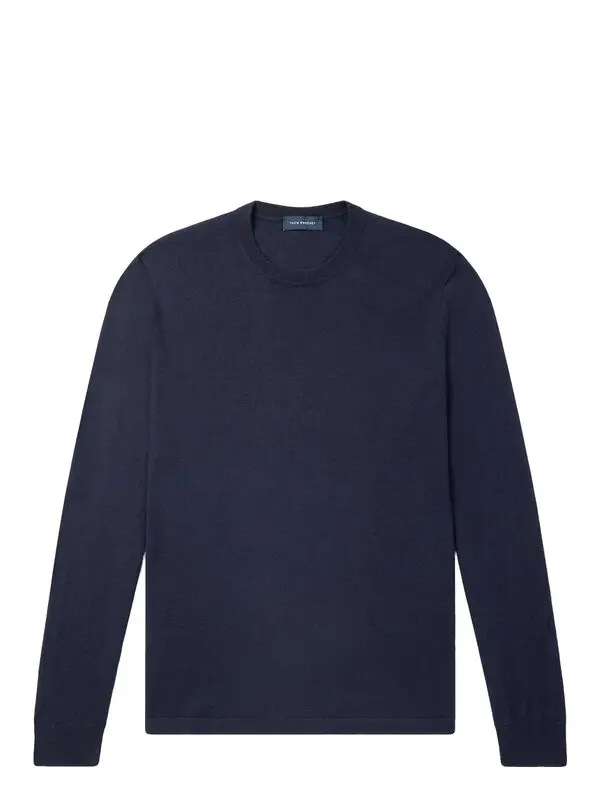 Thom Sweeney Cashmere And Silk-blend Crewneck Sweater - Blue
