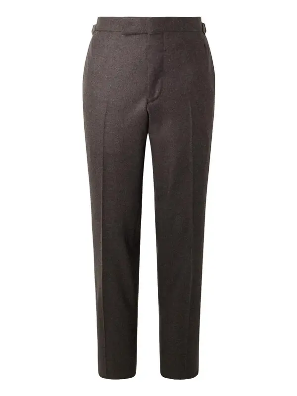 Thom Sweeney Slim-fit Tapered Wool Trousers - Brown