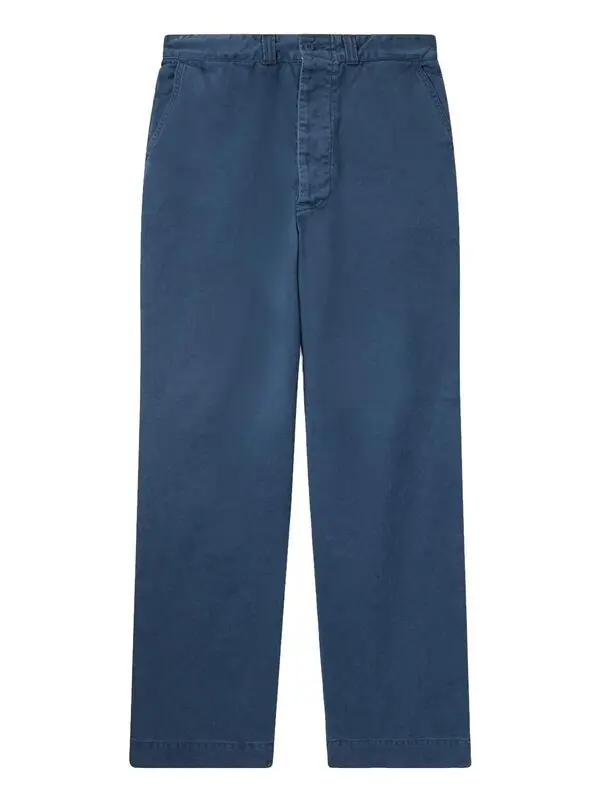 REMI RELIEF Straight-leg Cotton-twill Trousers - Blue
