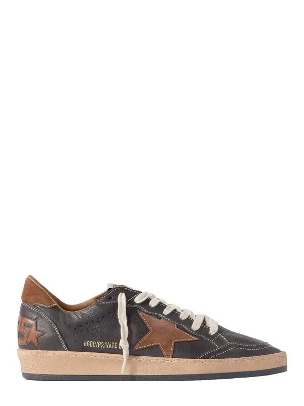 GOLDEN GOOSE Ball Star Distressed Leather Sneakers - Brown