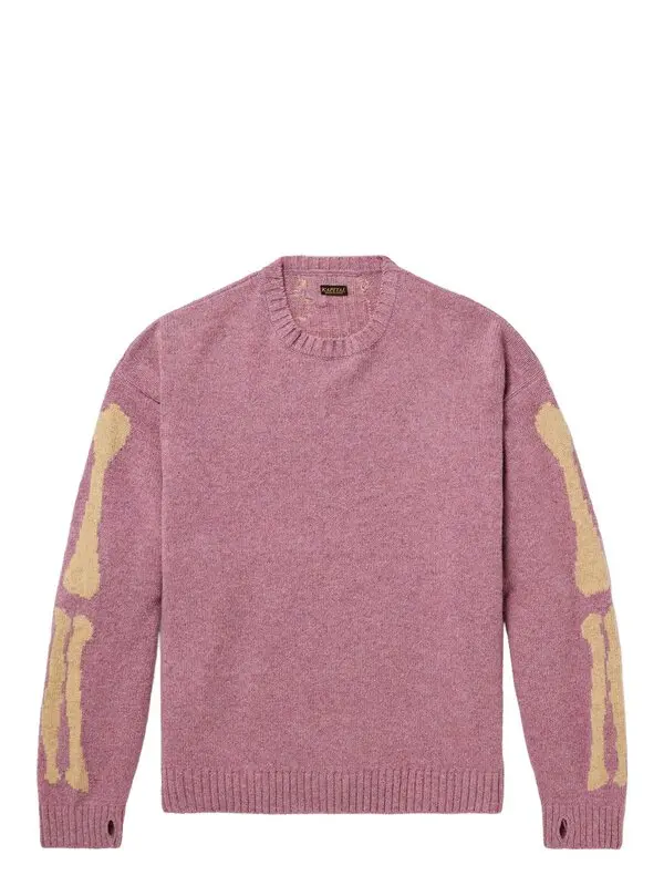 Kapital Oversized Intarsia Wool Sweater - Pink