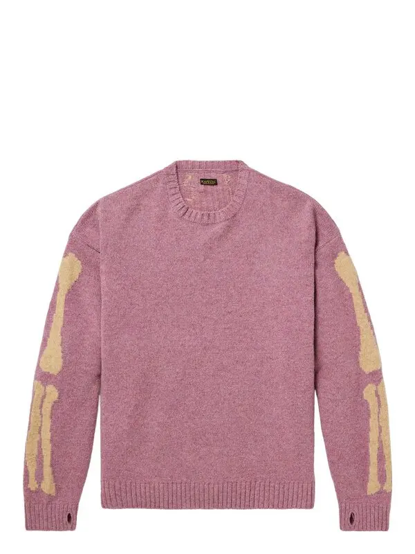 Kapital Oversized Intarsia Wool Sweater - Pink