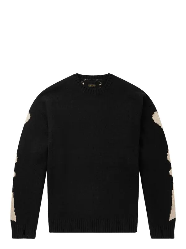 Kapital Oversized Intarsia Wool Sweater - Black