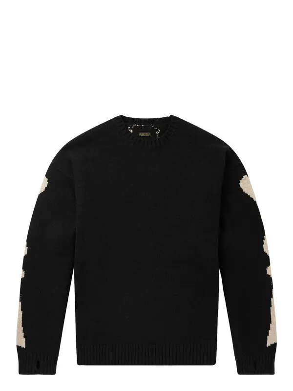 Kapital Oversized Intarsia Wool Sweater - Black