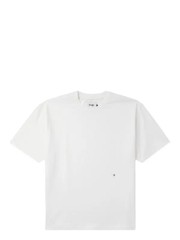 DRAKE'S Embroidered Cotton-jersey T-shirt - White