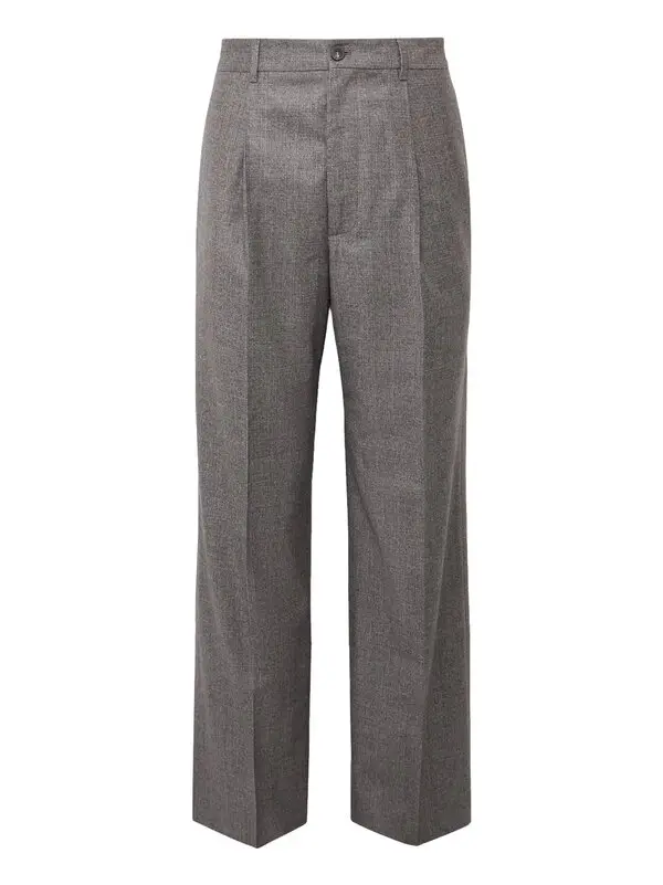 FRAME Wide-leg Pleated Virgin Wool-flannel Suit Trousers - Gray