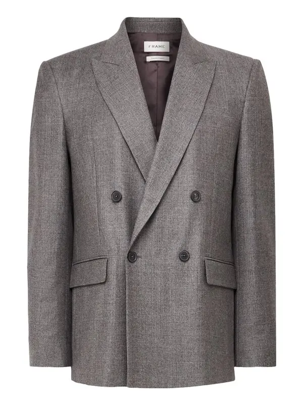 FRAME Double-breasted Virgin Wool-flannel Suit Jacket - Gray