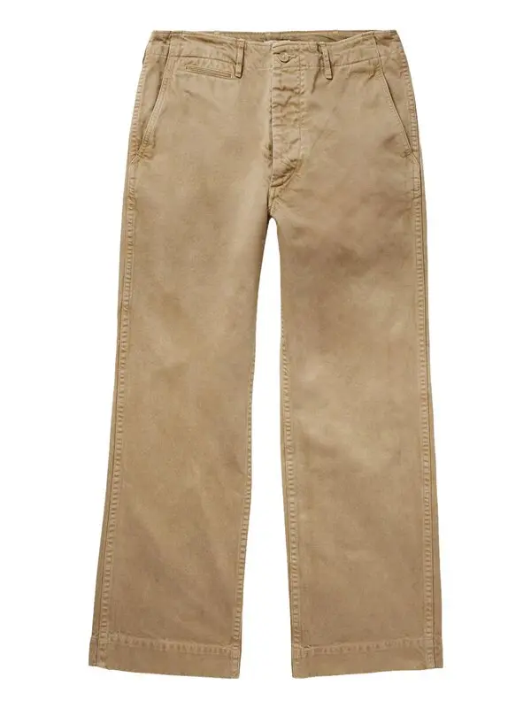 Auralee Finx Straight-leg Cropped Cotton-twill Chinos - Neutrals