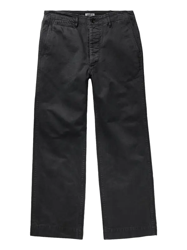 Auralee Finx Straight-leg Cropped Cotton-twill Chinos - Black