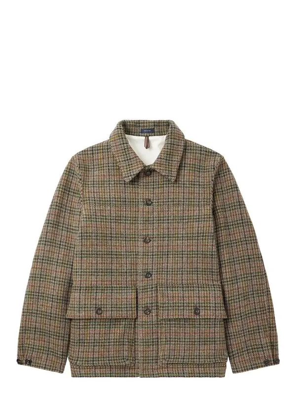 DRAKE'S Checked Wool-tweed Jacket - Green