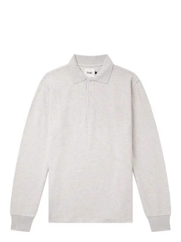 DRAKE'S Cotton-jersey Polo Shirt - Gray
