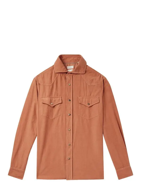 Brunello Cucinelli Cotton-corduroy Western Shirt - Orange