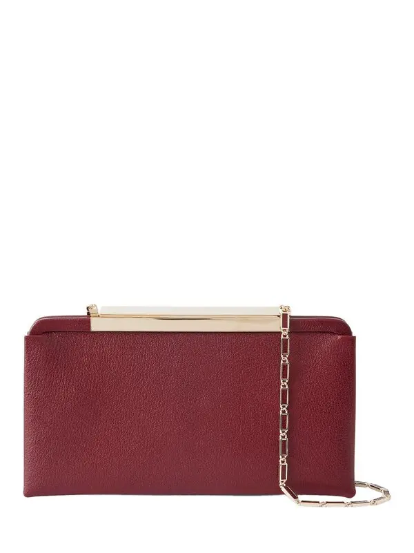 TOM FORD Leather Evening Clutch With Chain - Red