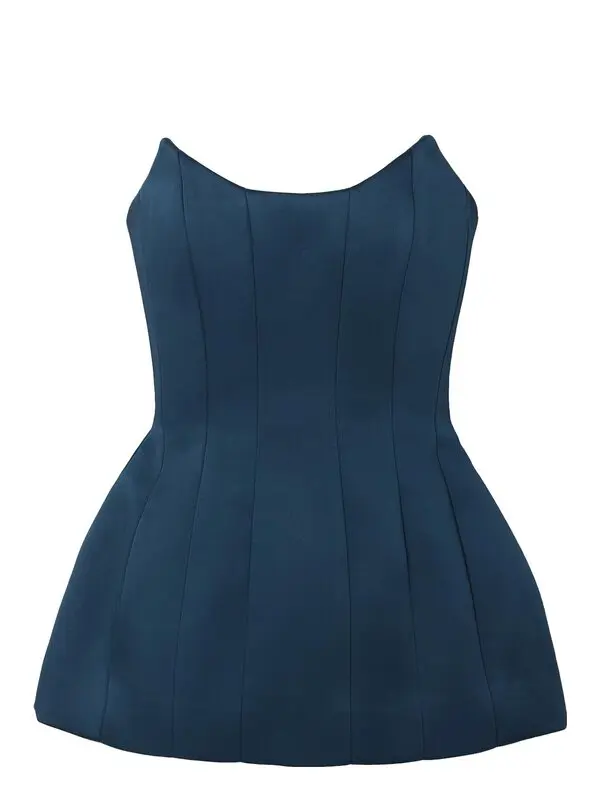 Rebecca Vallance Elivera Paneled Strapless Satin Top - Navy