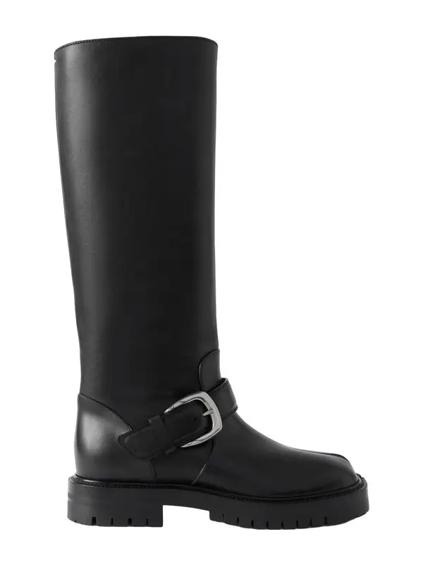 MAISON MARGIELA Tabi Buckled Split-toe Leather Knee Boots - Black