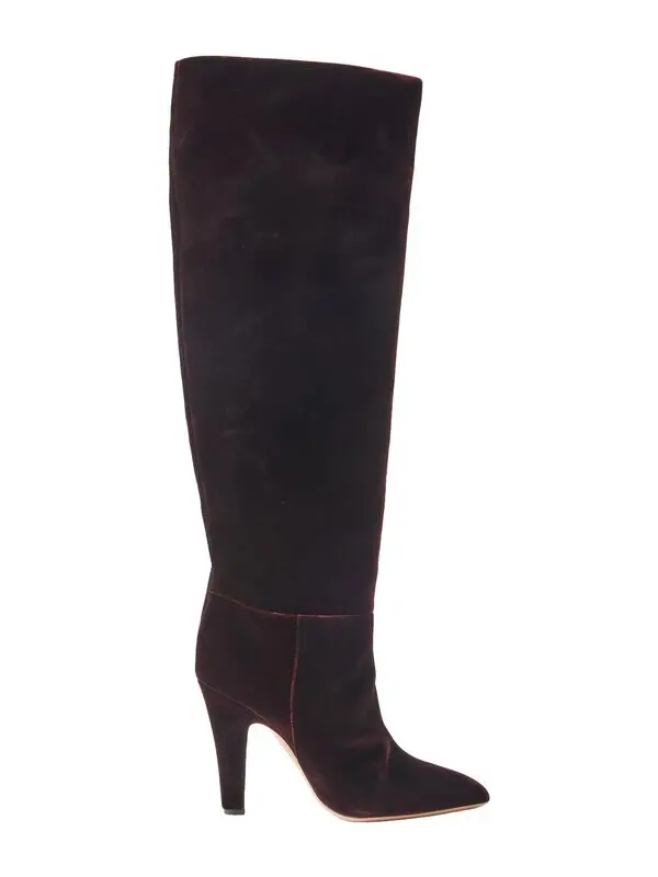 Paris Texas Elsa Velvet Knee Boots - Burgundy