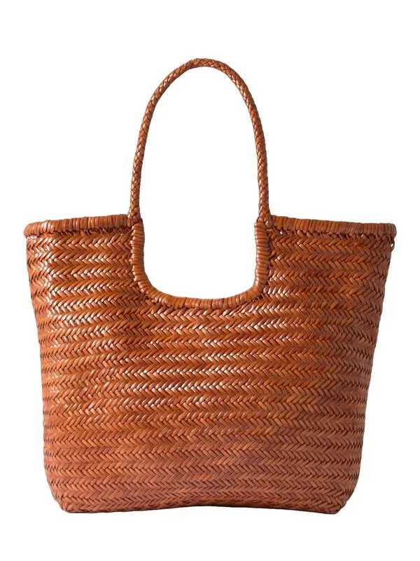 Dragon Diffusion Ns Diagonal Triple Jump Woven Leather Tote - Brown