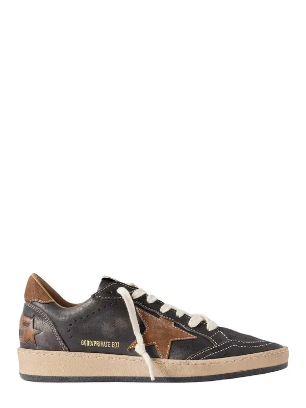 GOLDEN GOOSE Ball Star Distressed Leather Sneakers - Brown