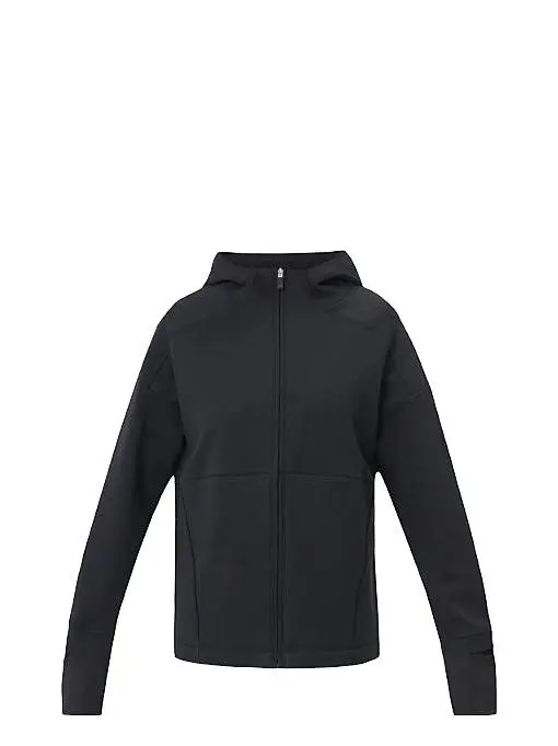 Sweaty Betty Tempo Train Zip-up Cotton-blend Hoodie - Black