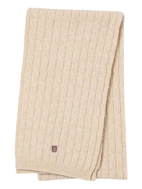 Sandro Logo-embroidered Wool And Cashmere-blend Scarf - Beige