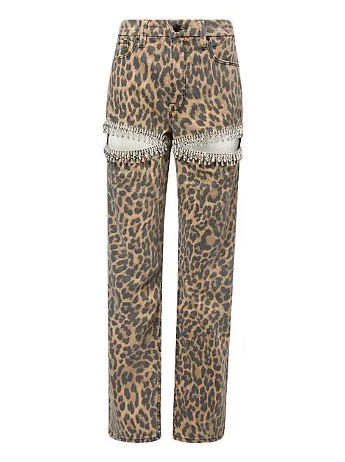 Good American Icon Straight-leg Stretch-denim Blend Jeans - Lucky Leopard001