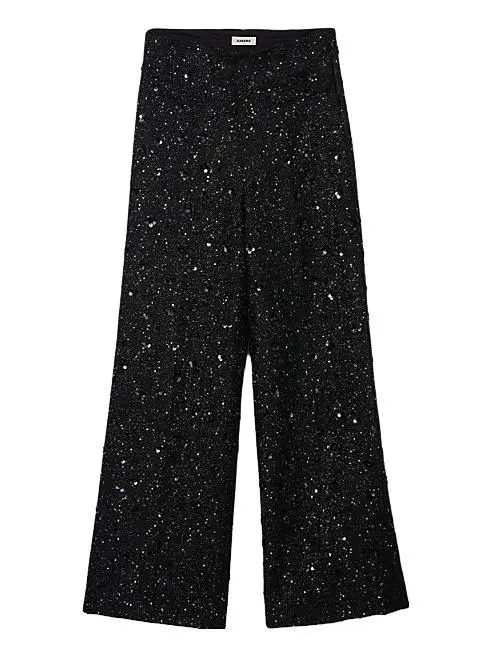 Sandro Rhinestone-embellished Tweed Trousers - Black