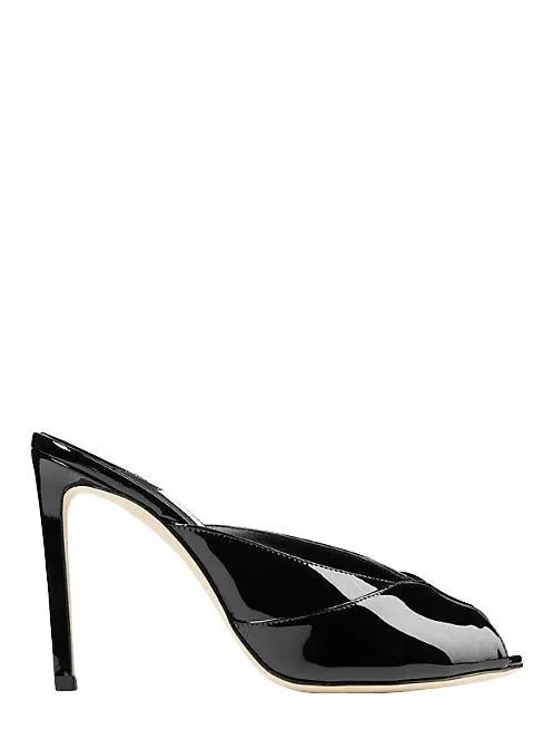 JIMMY CHOO Brigitte 100 Patent Leather Mules - Black