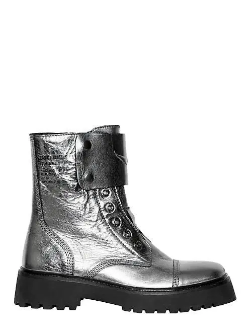 Zadig&Voltaire Leather Ankle Boots - Gun