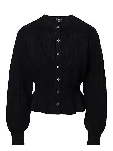 Paige Ribbed Wool-blend Cardigan - Black