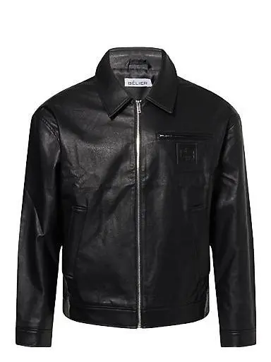 BELIER Logo-patch Long-sleeve Faux-leather Jacket - Black