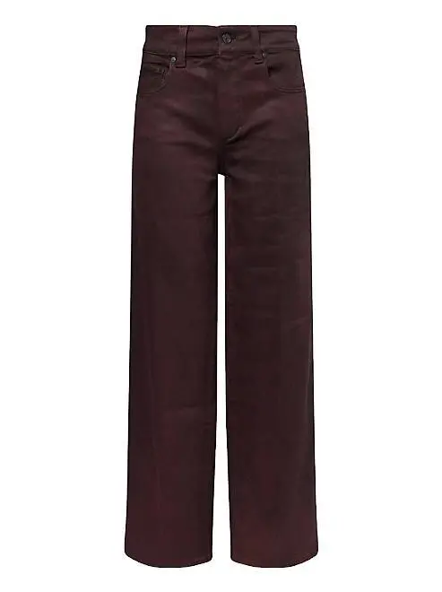 Paige Sasha Straight-leg Denim Jeans - Dark Oxblood Distressed