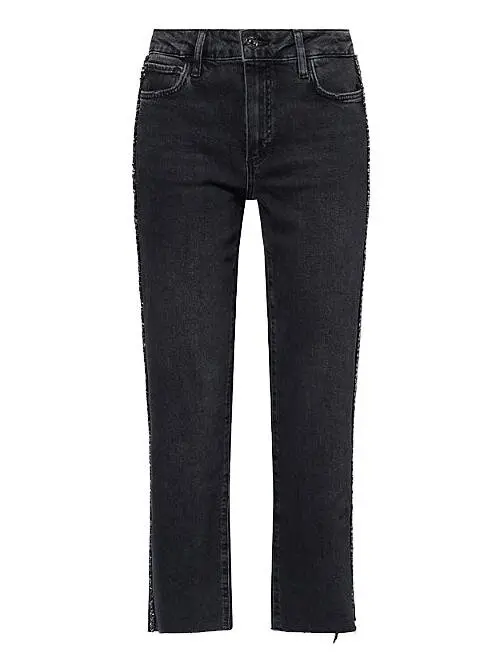 Paige Mason Ankle-grazer Denim Jeans - Glitz Black Embellished