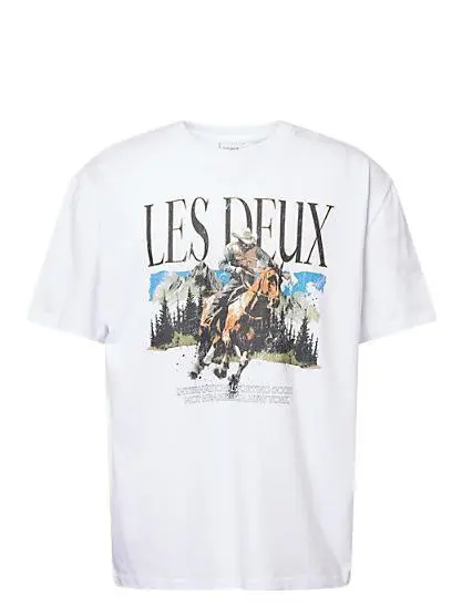 LES DEUX Cole Cowboy Crewneck Cotton-jersey T-shirt - White