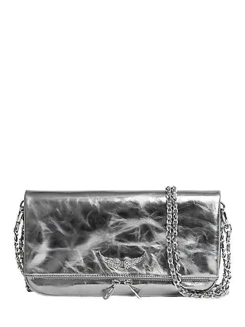 Zadig&Voltaire Leather Clutch With Chain Strap - Gun
