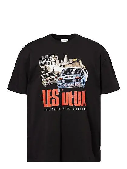 LES DEUX Cole Rally Cotton-jersey T-shirt - Black