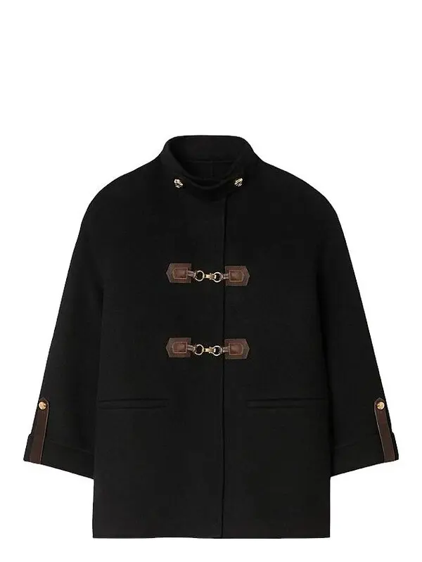 Sandro Oversized Wool Pea Coat - Black
