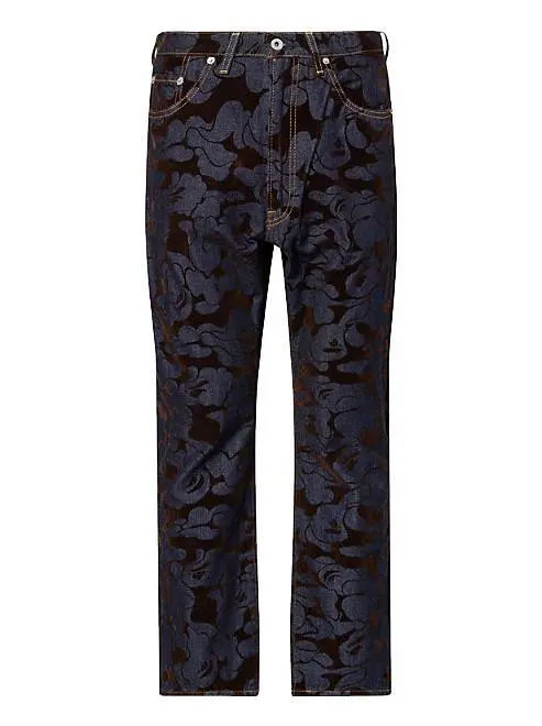 A BATHING APE Camo Flocked Denim Jeans - Indigo