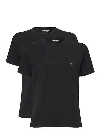 Emporio Armani Logo-print Pack Of Two Cotton-jersey T-shirts - Black/black