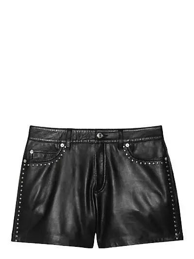 Zadig&Voltaire Stud-embellished Leather Shorts - Black