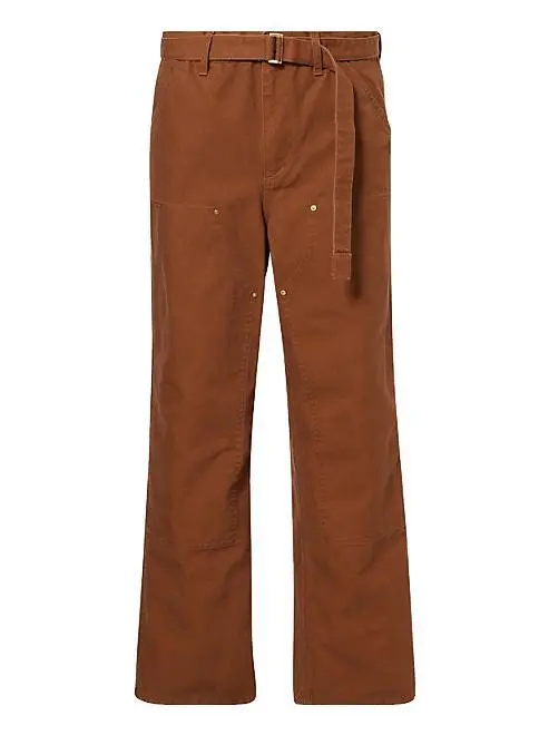 Sacai X Carhartt Wip Belted Straight-leg Cotton Trousers - D/beige