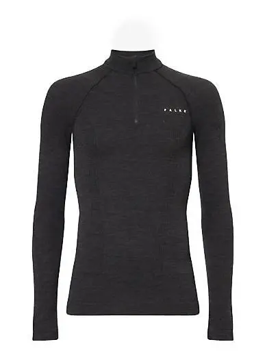Falke Quarter-zip Stretch-wool Blend Top - Black