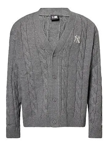 New Era New York Yankees Mlb Cable-knit Cardigan - Grey