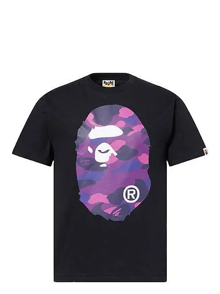 A BATHING APE Colour Camouflage Big Ape Short-sleeve Cotton T-shirt - Black