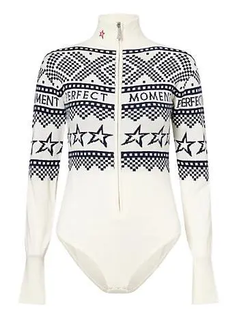Perfect Moment Merino-wool Ski Bodysuit - White/blue