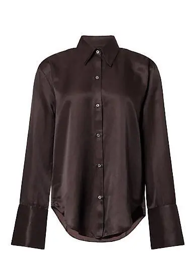 Citizens Of Humanity Camilia Silk And Cotton Shirt - Chocolate Dk Brown
