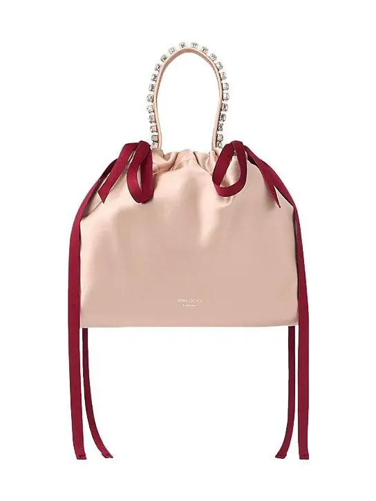 JIMMY CHOO Drawstring Mini Top Handle Shoulder Bag - Macaron/ruby Red/sil