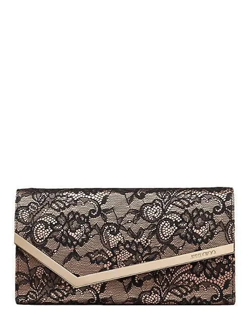 JIMMY CHOO Lace Clutch With Chain Strap - Black/ballet Pink/li